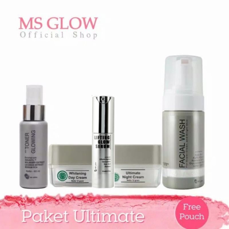 Jual Paket Ms Glow Ultimate Skincare Pemutih + Serum Lifting Wajah Glowing Msglow Whitening ...