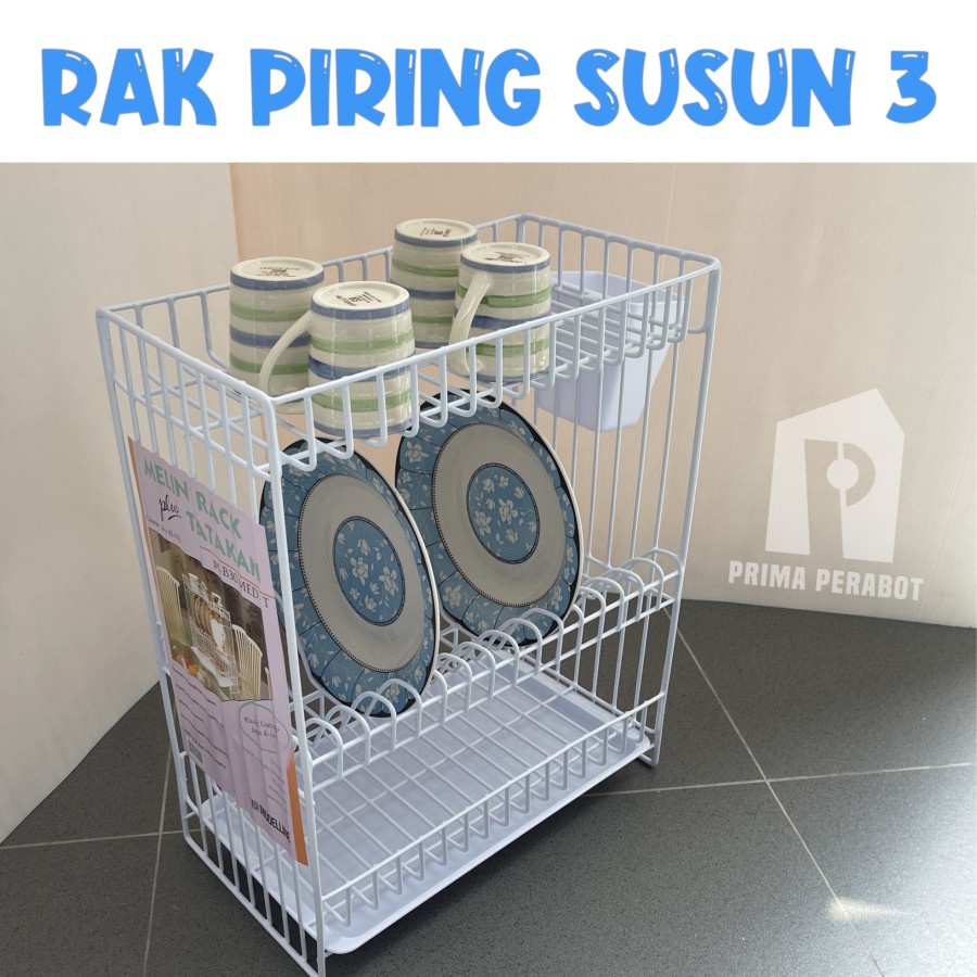 Jual Modelline Rak piring Besi Susun 3 plus Tatakan Melin Rack | Shopee ...