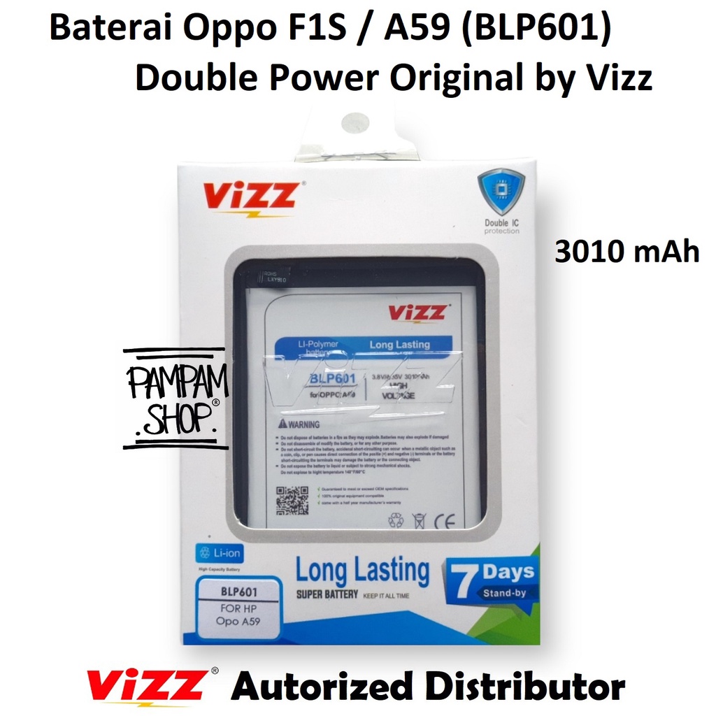 Jual Baterai Vizz Double Power Original Oppo BLP601 F1S A59 Batre Batrai Battery Handphone Dual ...