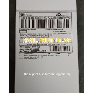 Jual KERTAS STICKER LABEL THERMAL LIPAT 100x150 BARCODE A6 | Shopee Indonesia