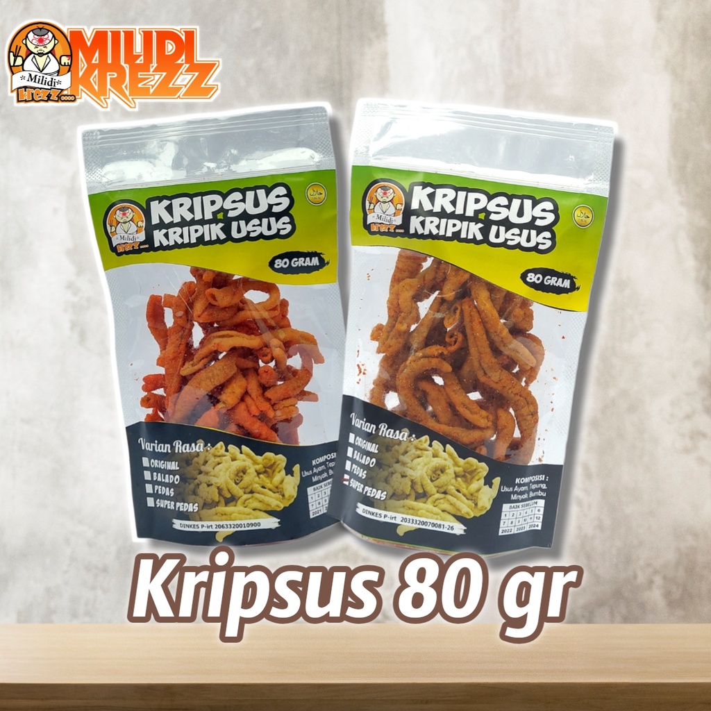 Jual Kripik Usus Ayam kripsus 80gr Milidi Krezz | Shopee Indonesia