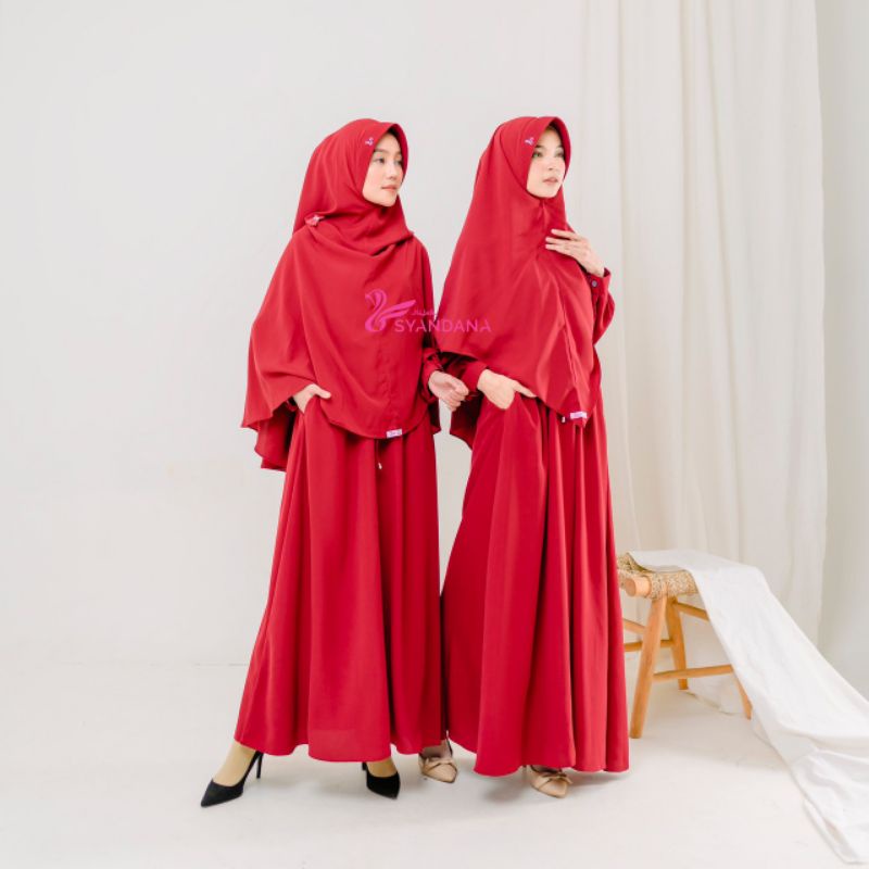 Jual Anna Dress Maroon Hijab Syandana marun merah maron red gamis set ...