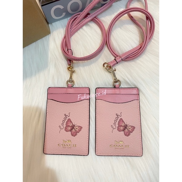 Jual Coach Butterfly Blossom Pink Lanyard || Name Tag || ID Card Holder ...