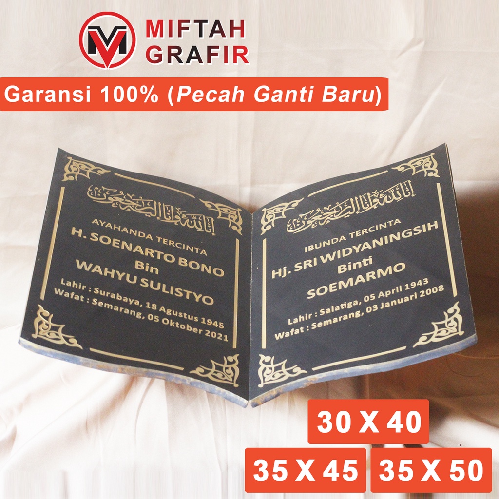 Jual Nama Batu Nisan Model Bentuk Buku Dua 2 Nama Maesan Makam Granit ...