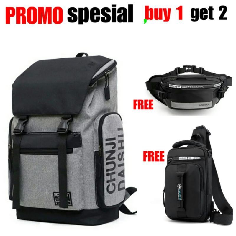 Jual BELI 1 DAPAT 3 Tas Ransel Pria Beli Ransel Punggung Backpack ...