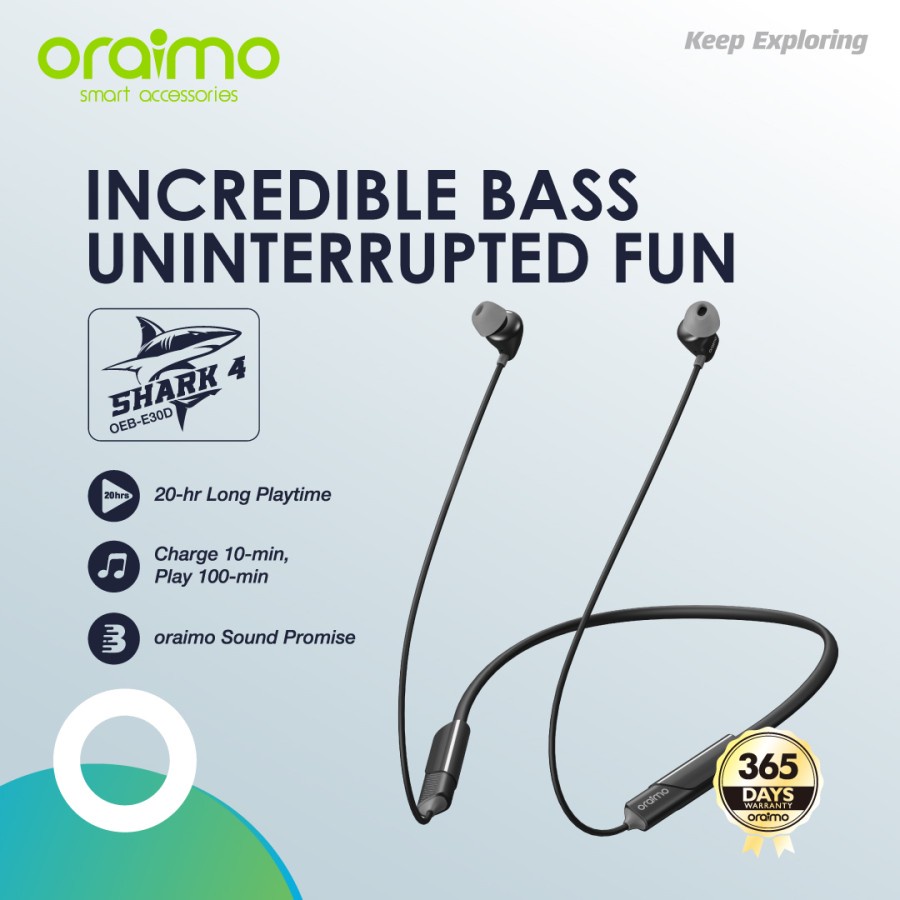 Jual Oraimo Shark 4 Bluetooth Wireless Headset - OEB-E30D | Shopee ...