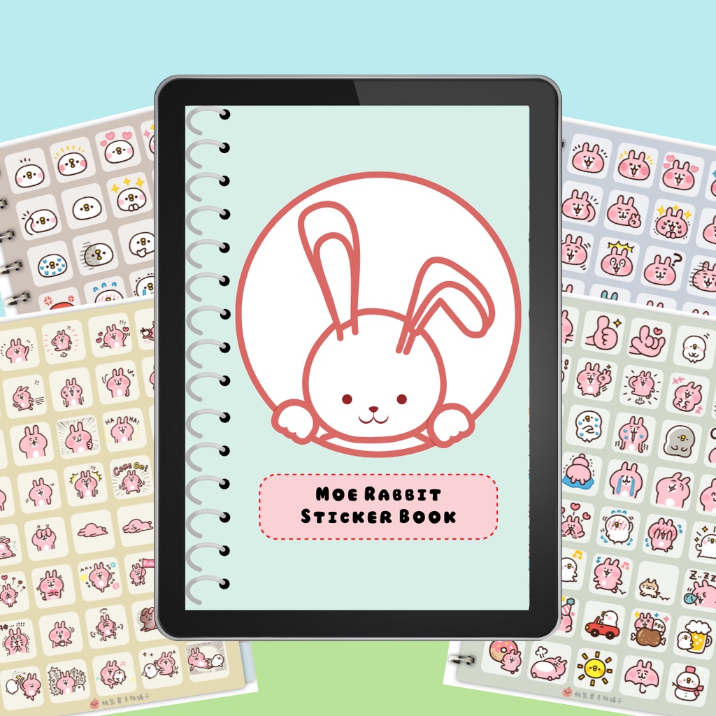 Jual Sticker Book Cute Rabbit Cartoon --- Moe Rabbit Sticker Book ...