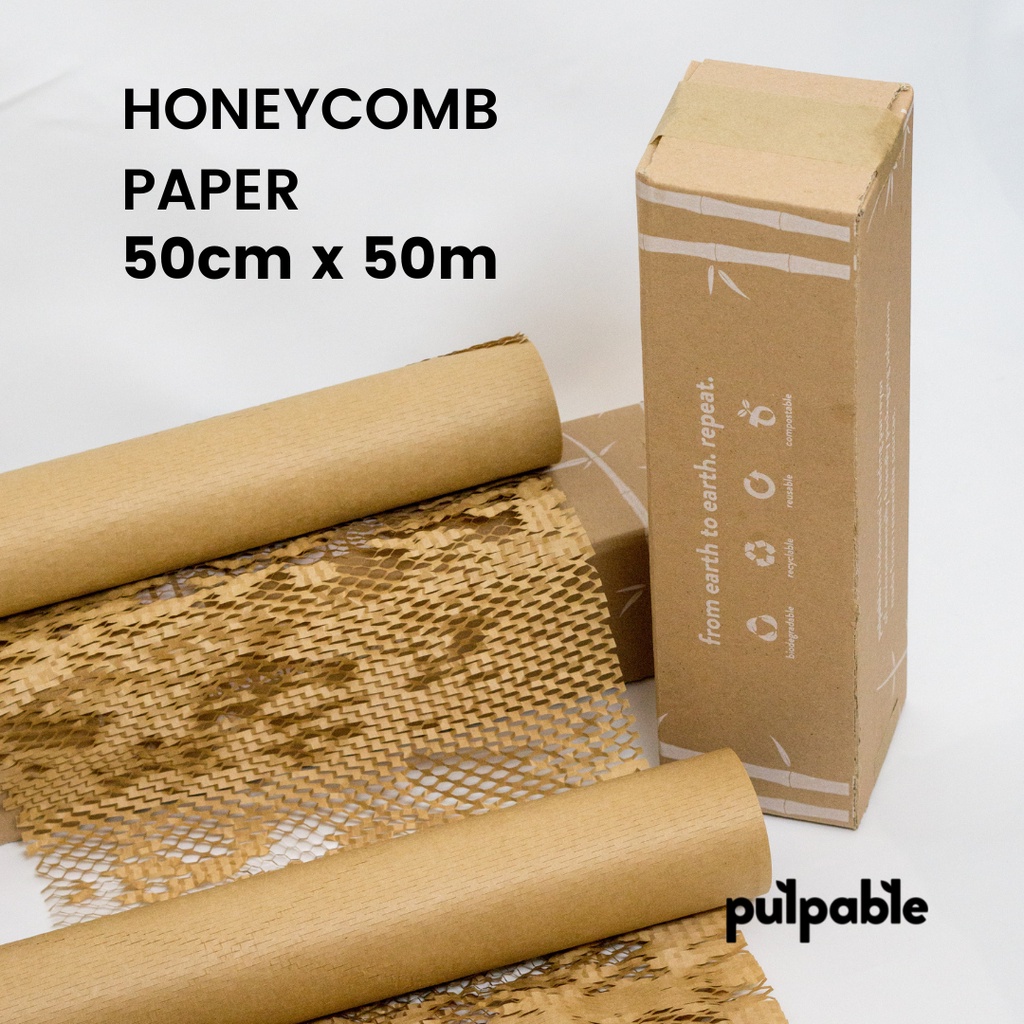 Jual Pulpable - 50cm x 50m Eco Friendly Bubble Wrap Brown / Honeycomb ...