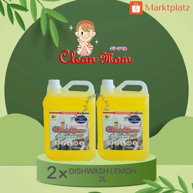 Jual 2 jer Dishwash Clean Mom 2 L Lemon | Shopee Indonesia