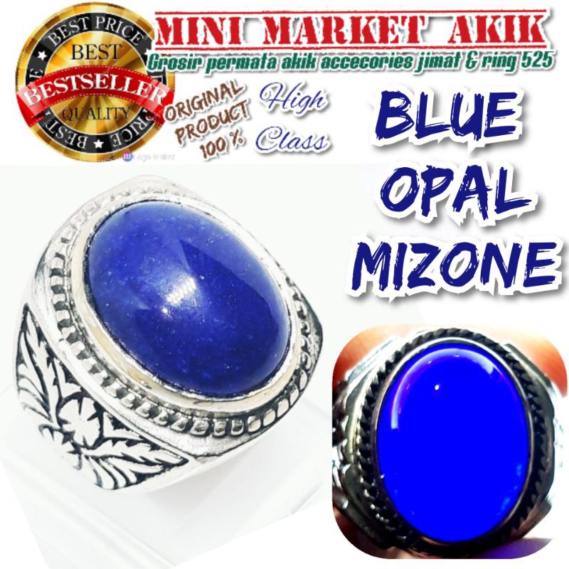 Jual Batu cincin akik blue opal mizone biru tua tembus kristal sp02 ...