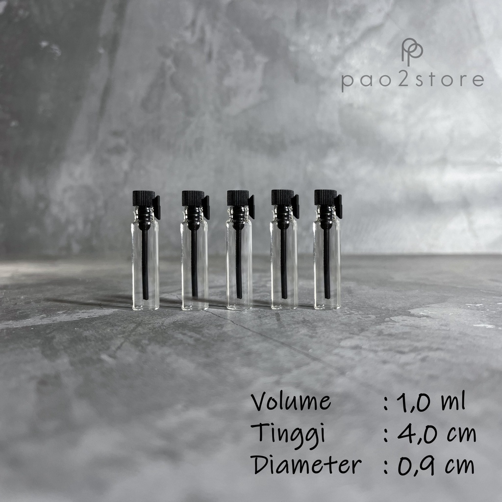 Jual Vial 1ml Botol Tester Sample Parfum Kaca model Stik Panjang Lidi ...
