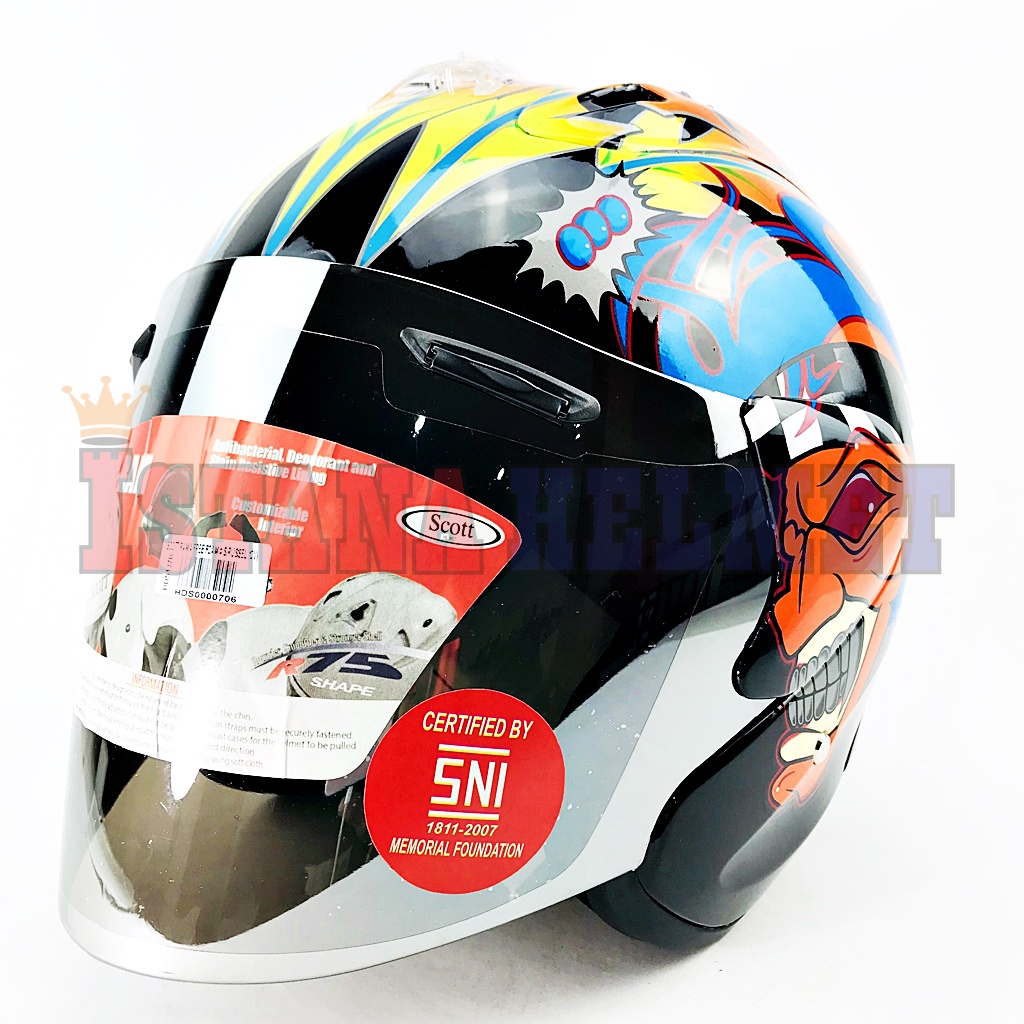 Jual HELM SCOTT RAM 4 SCOTT RUSSEL BLACK ( FREE BUSA ) | Shopee Indonesia