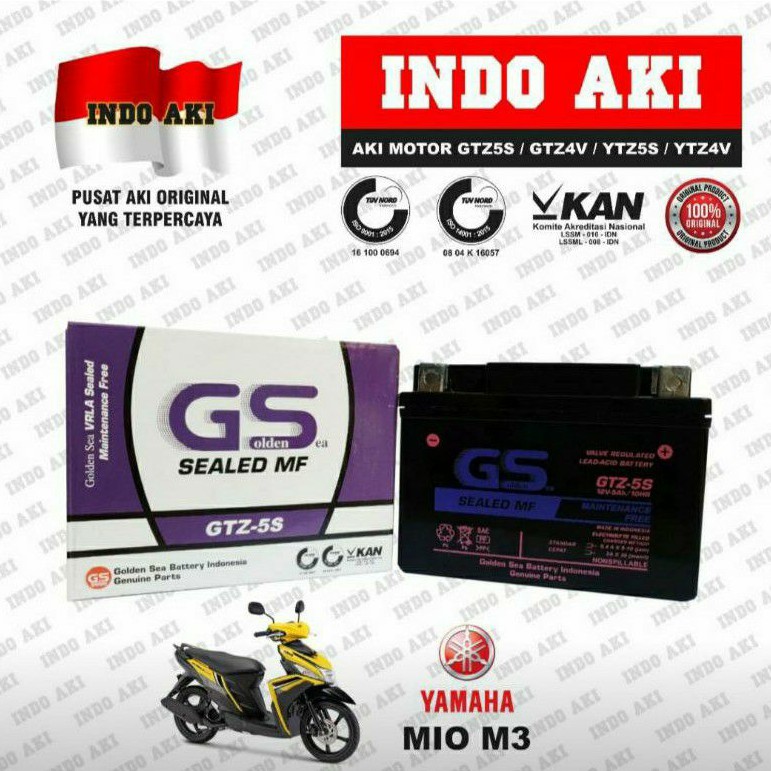 Jual Aki Motor Yamaha Mio M3 GTZ5 GTZ5S GTZ 5S GS Golden Sea Accu Kering MF | Shopee Indonesia
