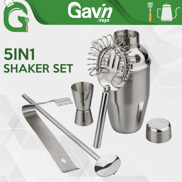 Jual Cocktail Shaker Set 350ml - Alat Bartender Stainless Bar Mixer ...