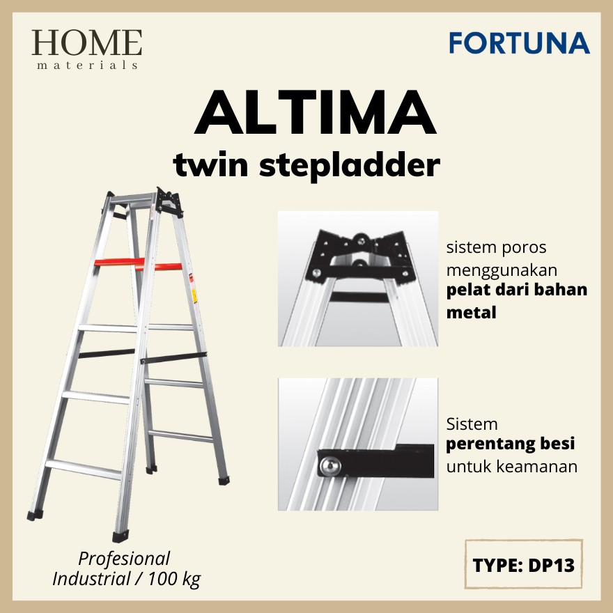 Jual TANGGA ALUMUNIUM FORTUNA ALTIMA DP13 (4.17m) | Shopee Indonesia
