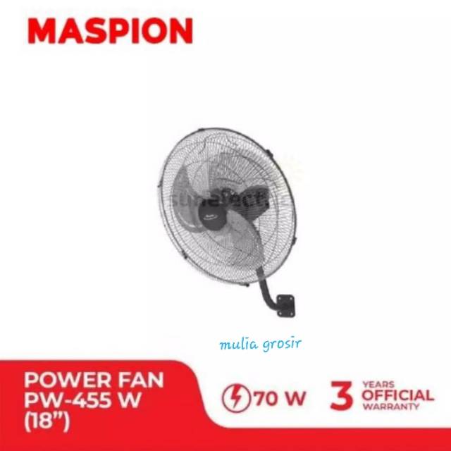 Jual Power Fan Maspion 18" PW 455 / Kipas Angin Besi Maspion 18" / Wall ...