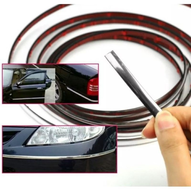 Jual BB4 List chrome moulding strip silver jendela bumper lis pintu ...