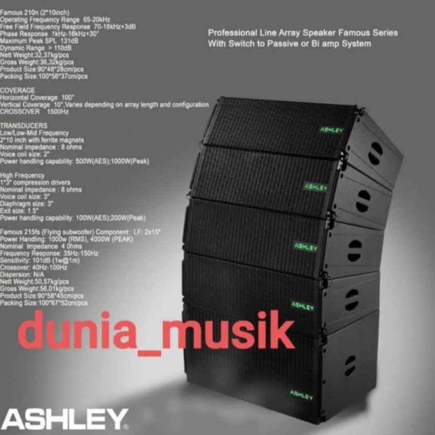Jual speaker line array ashley famous 210 original garansi 1 tahun ...