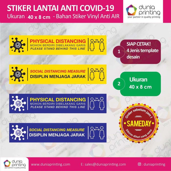 Jual Promo Stiker LIST Lantai Jaga Jarak social distancing 40x8cm ...