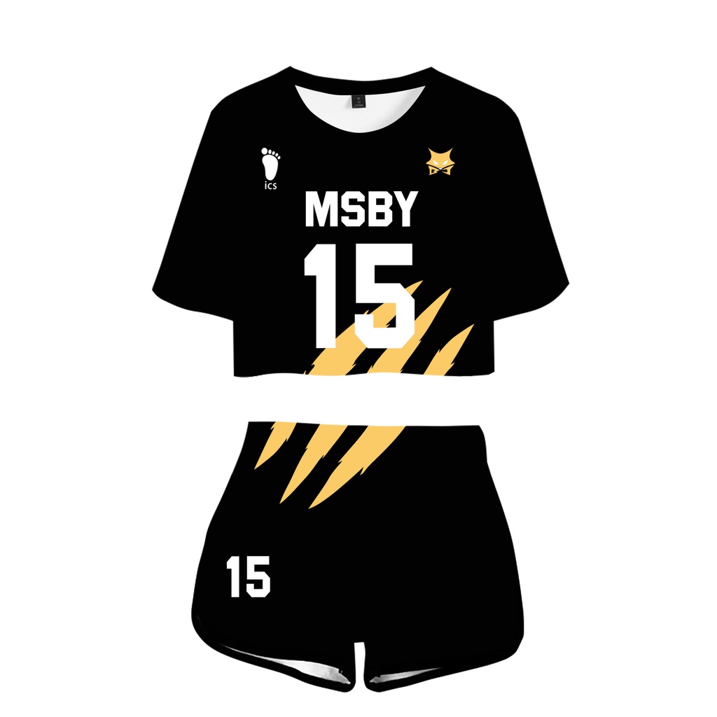Jual baju Jersey Crop Top Shorts Setelan Baju Costume Anime Haikyuu ...