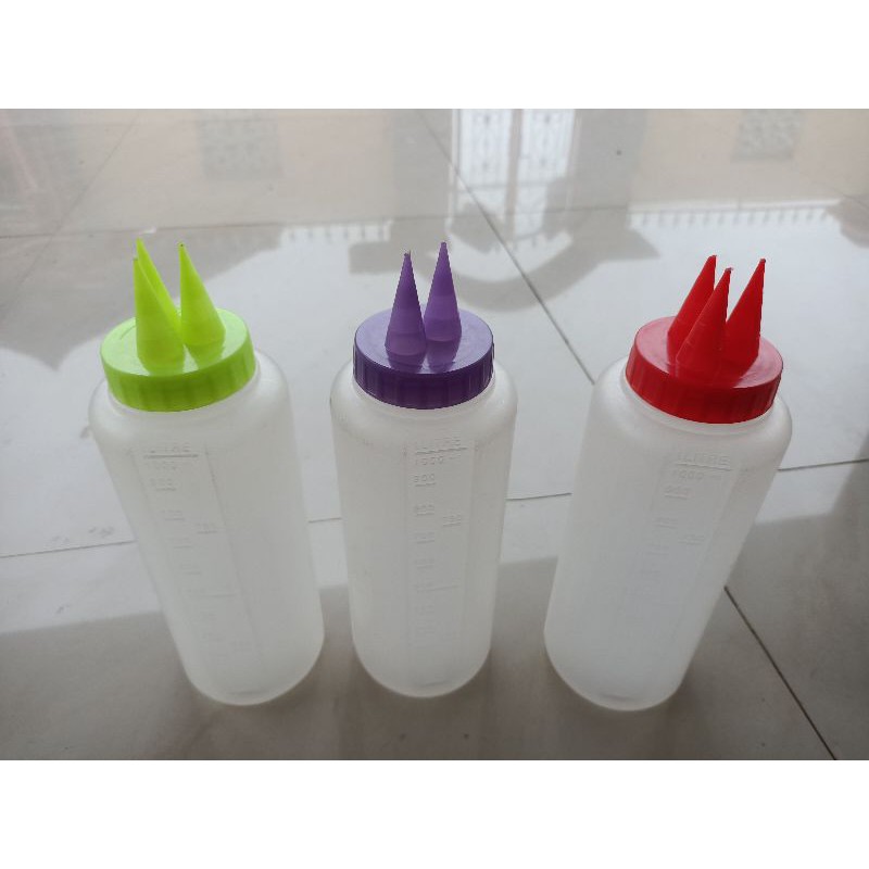 Jual botol mayonaise saus botol lunak lubang 2 dan 3 tiga 1 liter ...