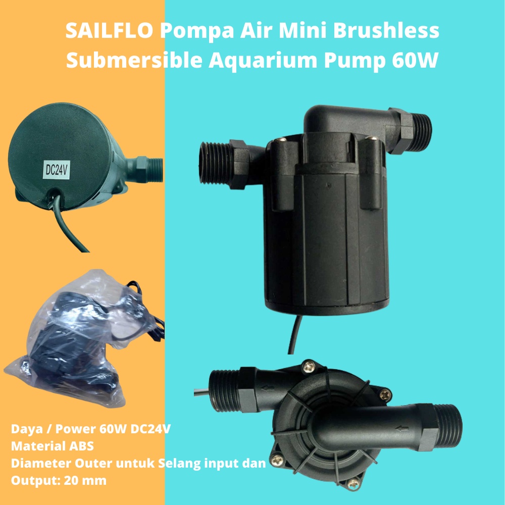 Jual SAILFLO Pompa Air Mini Brushless Submersible Aquarium Pump 60W ...