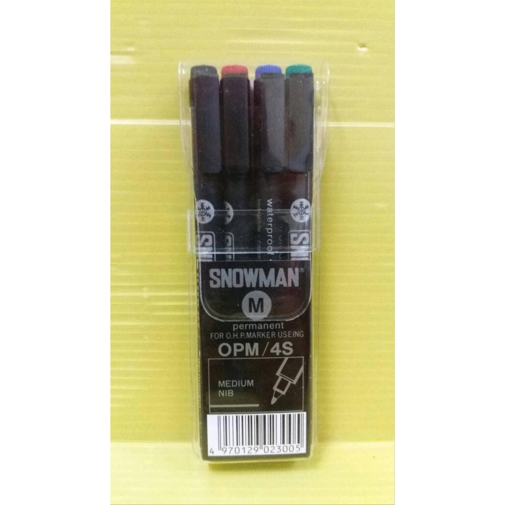 Jual [ SET ] Spidol Permanent Marker - Snowman OHP F / M 4 Warna MURAH ...
