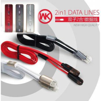 Jual Kabel Data Original WK Design 2 in 1 Twins Data Lines High Quality ...
