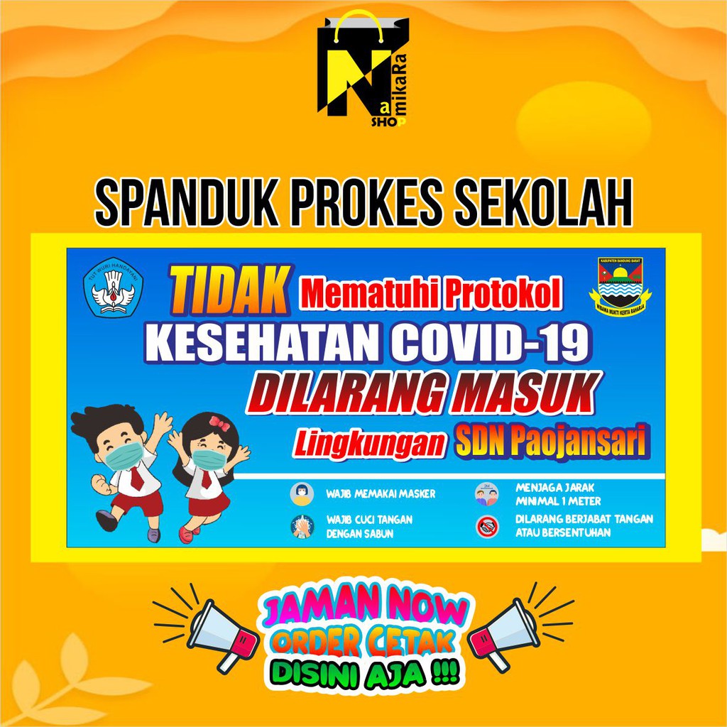 Jual Spanduk Banner Backdrop Prokes Sekolah SD / Banner Protokol ...