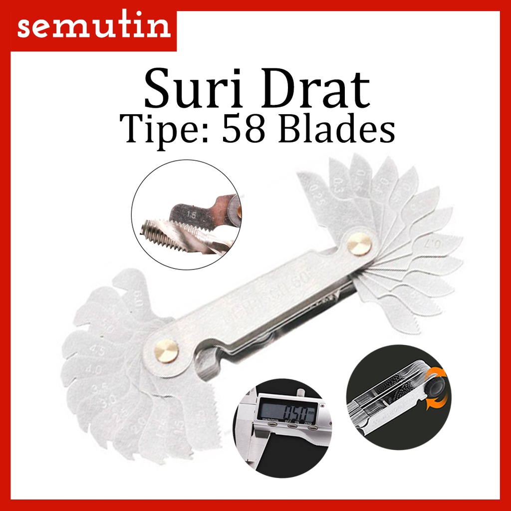 Jual Suri Drat 58 Blades / Mal Ulir / Thread Screw Pitch Gauge Maldrat ...