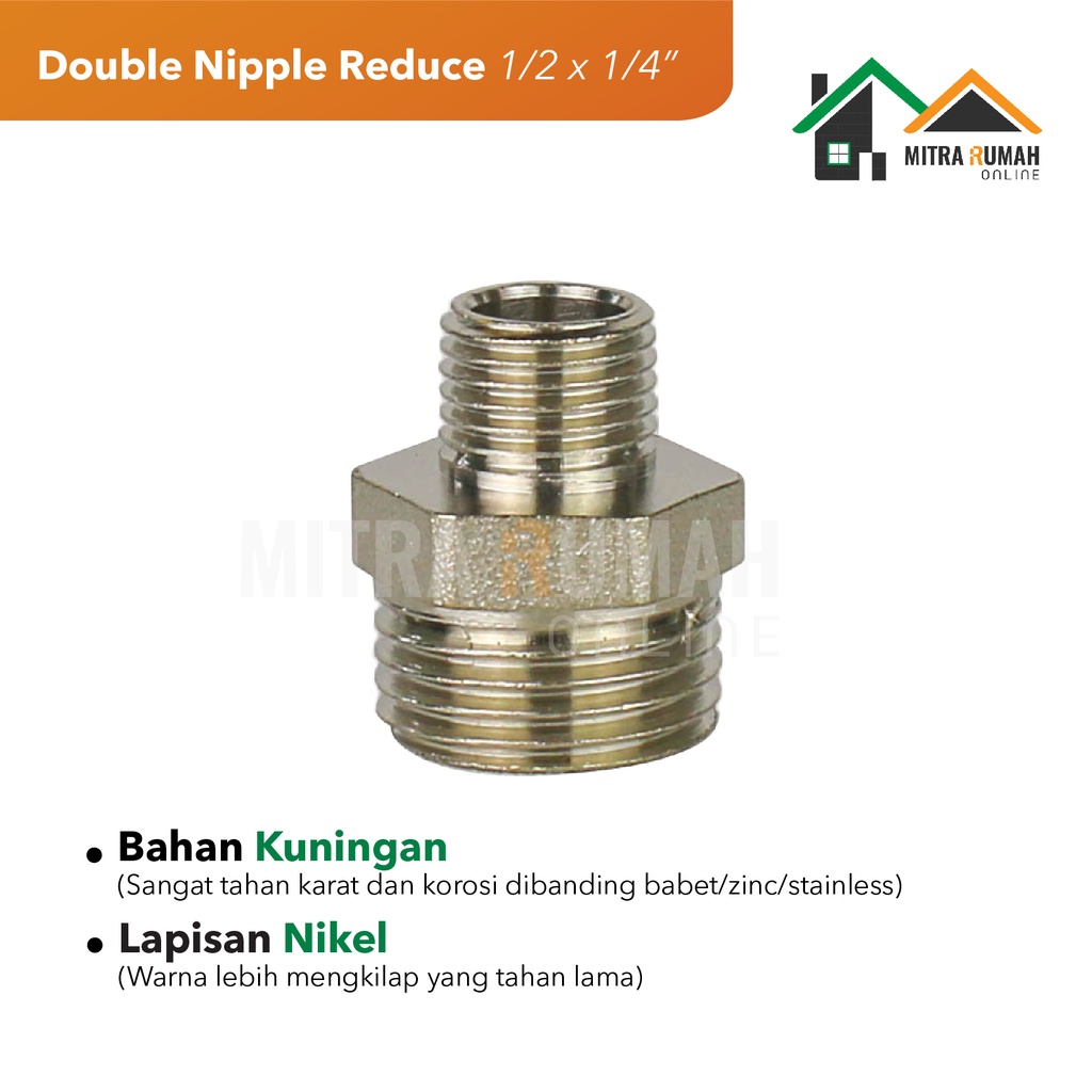 Jual Double Nepel Reduce Male / Dobel Nepple Drat Luar Kuningan 1/4" x 1/2" | Shopee Indonesia