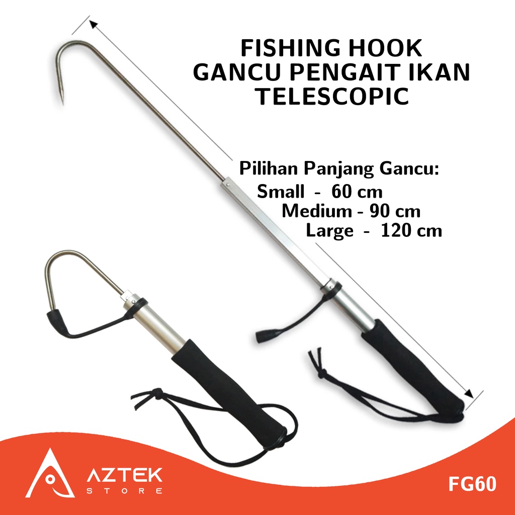 Jual Gancu Ikan Ganco Pancing Laut Pengait Ikan Fishing Gaff Telescopic ...