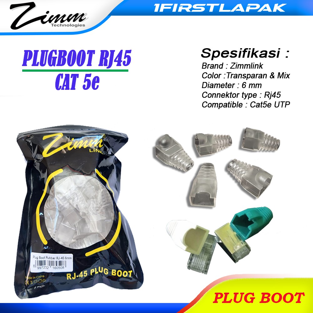 Jual Plug Boot Konector RJ45 1Pack 50Pcs Connector RJ45 Pelindung RJ45 ...