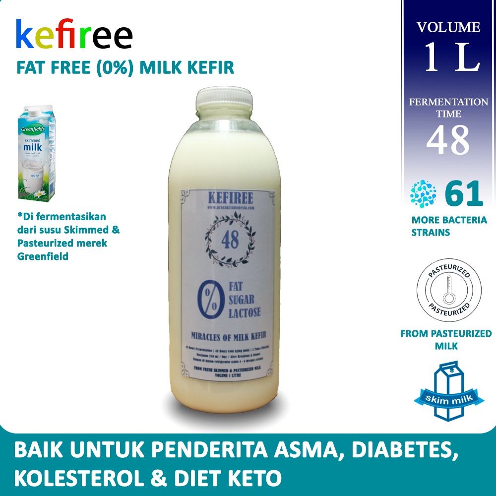 Jual Susu Kefir KEFIREE Bebas Lemak & Pasteurized 48 Jam (Fermentasi ...