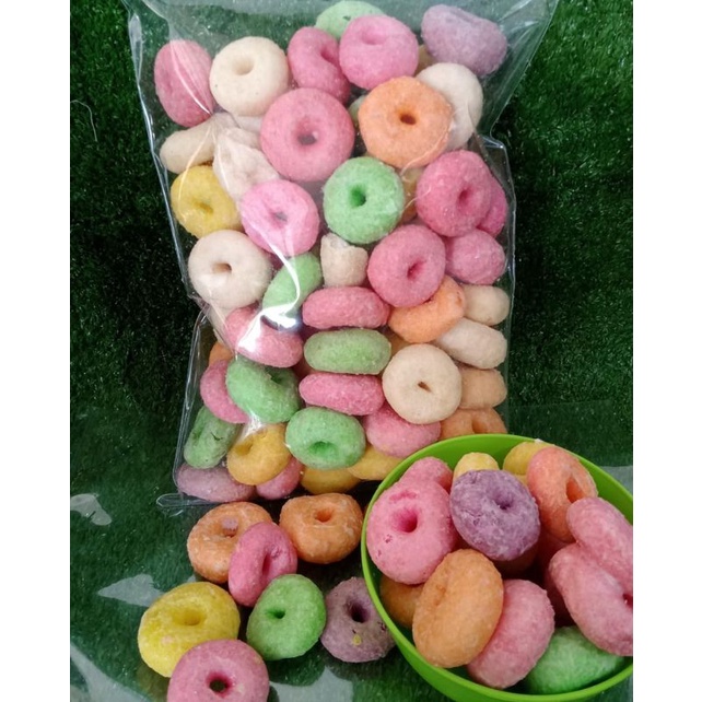 Jual SNACK DONAT PELANGI KERING EMPUK WARNA 500GRAM CEMILAN KILOAN ...