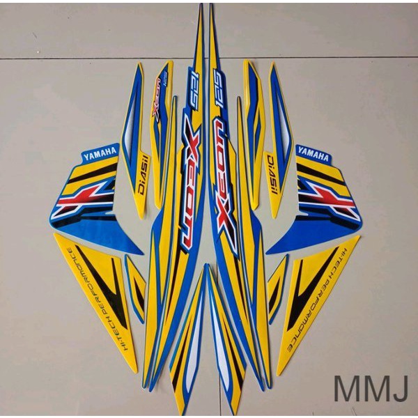 Jual Sticker striping yamaha xeon 2013 biru lis kuning stiker list body ...