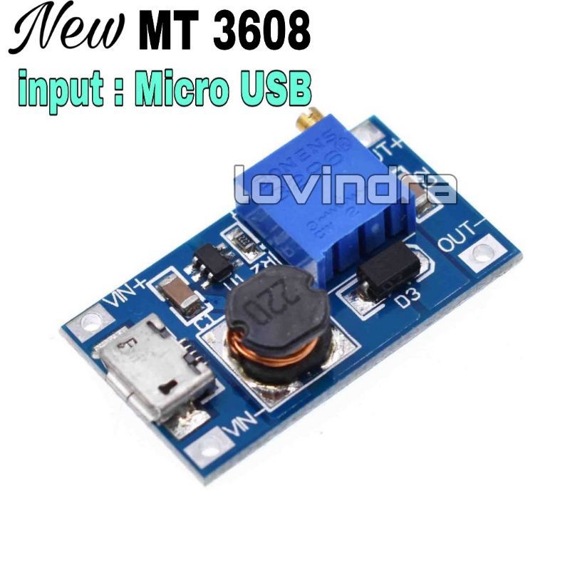 Jual Modul Boost Step up NEW MT3608 input Micro USB 2A DC 2 - 24V to 5 - 28V MT 3608 | Shopee ...