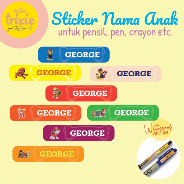Jual Sticker Label Nama Anak Pensil Paw Patrol | Shopee Indonesia