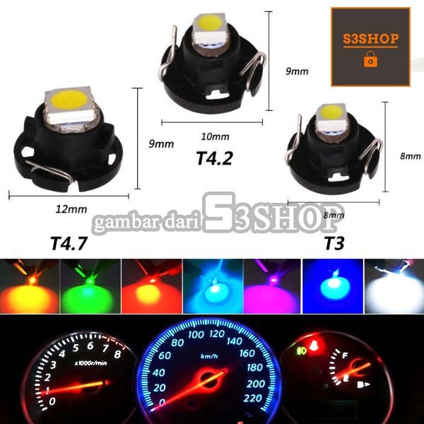 Jual Lampu Led T3 T4.2 T4.7 Dashboard Panel AC Speedometer Wedge Mobil ...