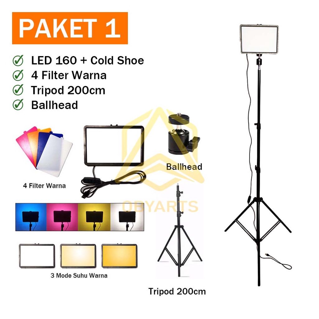 Jual Paket Lighting Bright LED 120 Dengan 4 Filter Warna + Tripod 2 ...