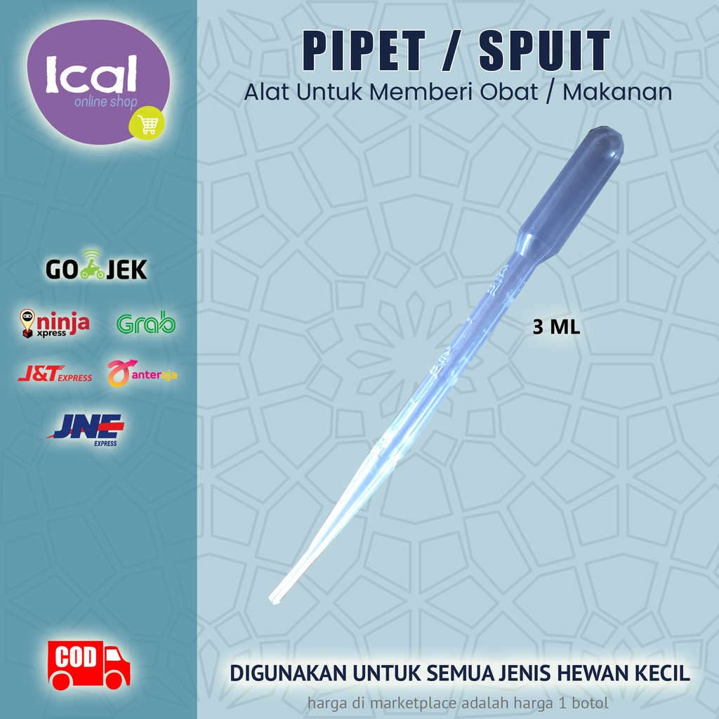 Jual Pipet Spet Spuit 3 ML Untuk Memberi Makan Minum Obat Pada Hewan ...