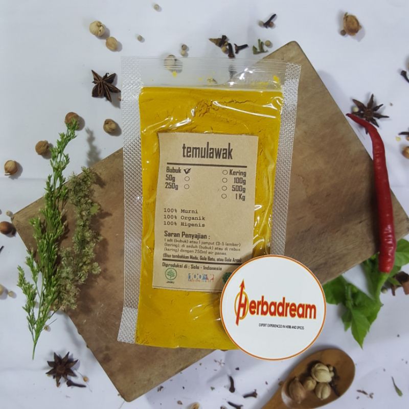 Jual 1 KG BUBUK TEMULAWAK TEMU LAWAK CURCUMA ZANTHORRIZHA JIAN JAVANESE ...
