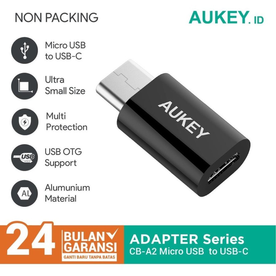 Jual Adapter Aukey CB-A2 NON PACK Micro USB to USB-C | Shopee Indonesia