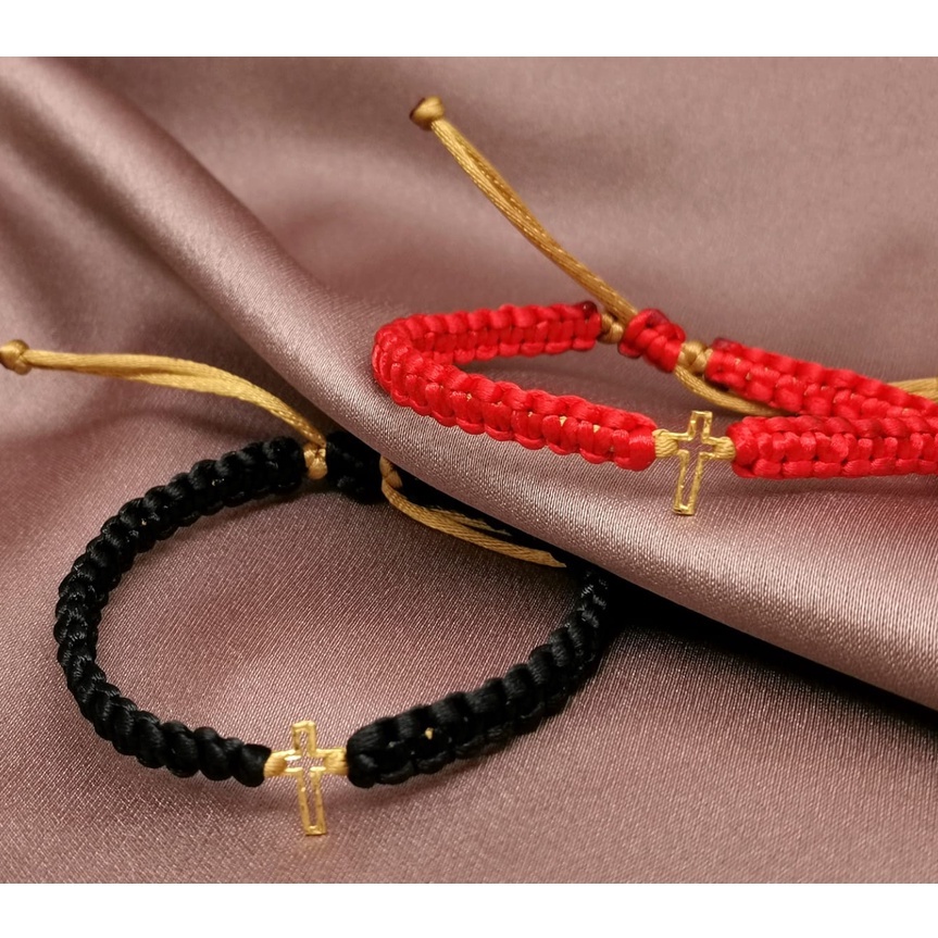 Jual Gelang Tali Emas Charm Salib / Cross Emas Asli 16k 70% 700 - Gold ...