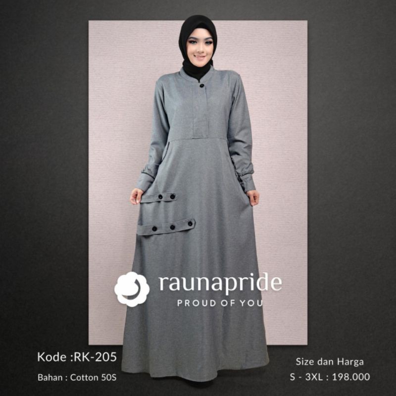 Jual RAUNA RK205 ABU / GAMIS RAUNA/RAHNEM | Shopee Indonesia