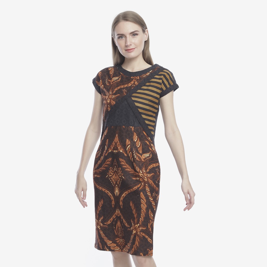 Jual Batik Semar Zio Dress Kencana Pamulih Coklat | Shopee Indonesia