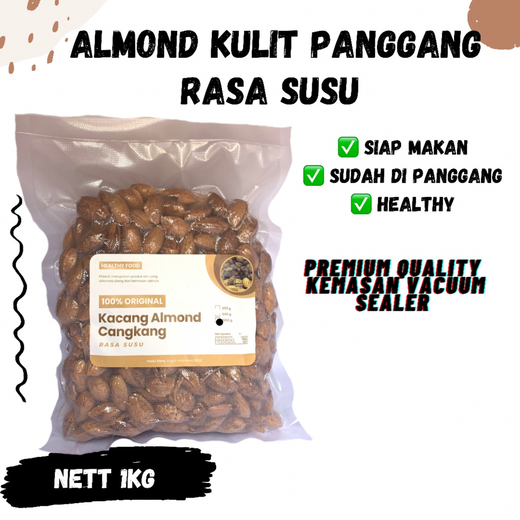Jual KACANG ALMOND CANGKANG RASA SUSU 1kg Roasted Almon Kulit in Shell ...
