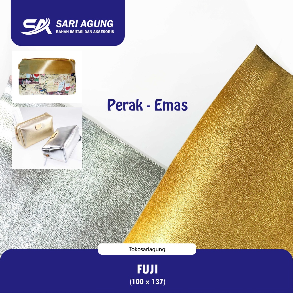 Jual FUJI EMAS PERAK (METER) BAHAN KULIT SINTETIS METALIK OSCAR GOLD ...