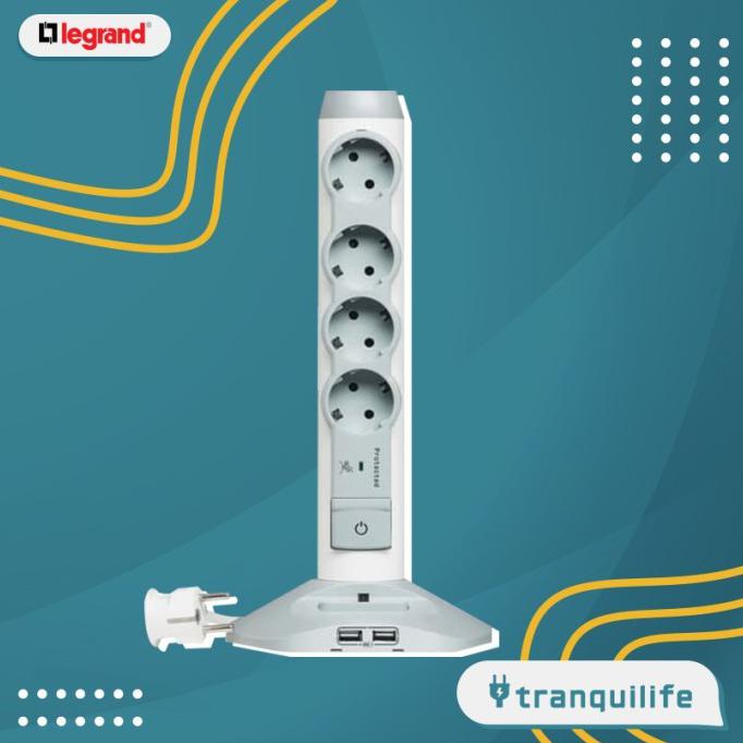 Jual Colokan Listrik Tower Moe 4X2P+E Kabel Extension Legrand Stop ...