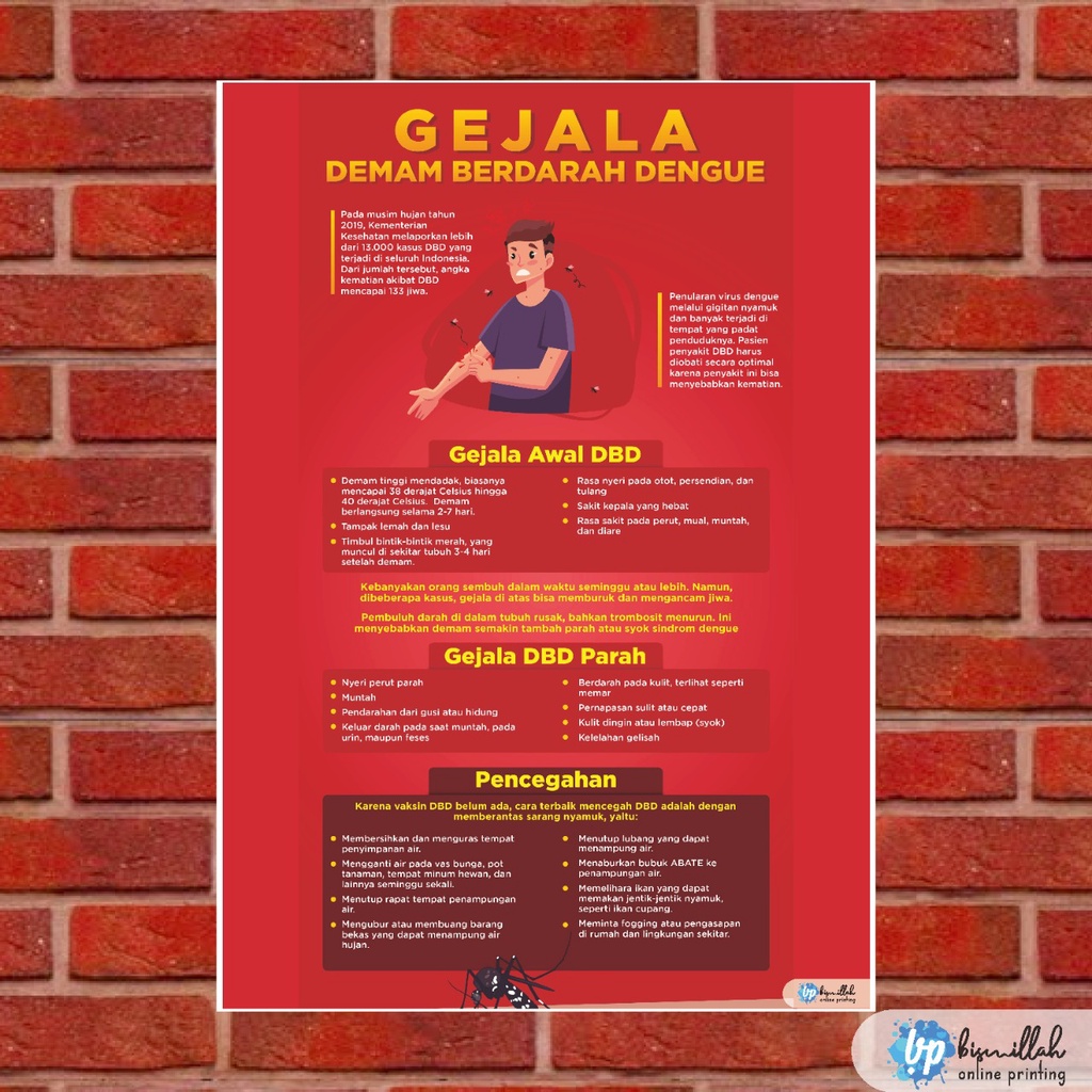 Jual Poster Gejala Demam Berdarah Dengue | Shopee Indonesia